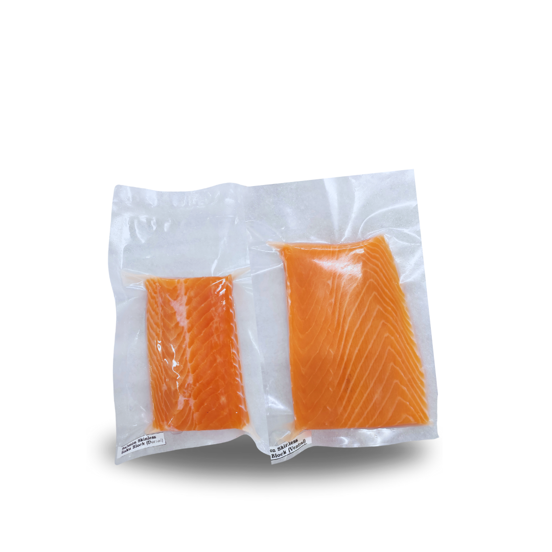 Salmon: Skinless Saku Block: Dorsal & Ventral Portion – Citra Mina